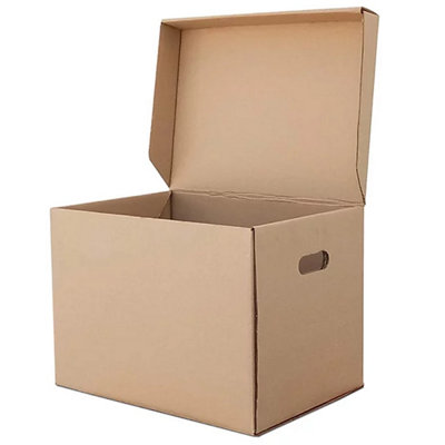 5 x Brown 15x12x9" Archive Boxes With Hinged Lids Perfect For Storing ...