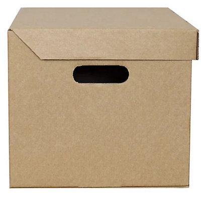 5 x Brown 15x12x9" Archive Boxes With Hinged Lids Perfect For Storing ...