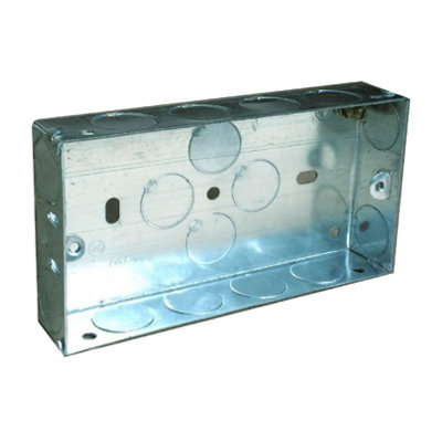 5 x Double Metal Back Box 25mm Flush Wall Pattress / 2 Gang Electrical ...
