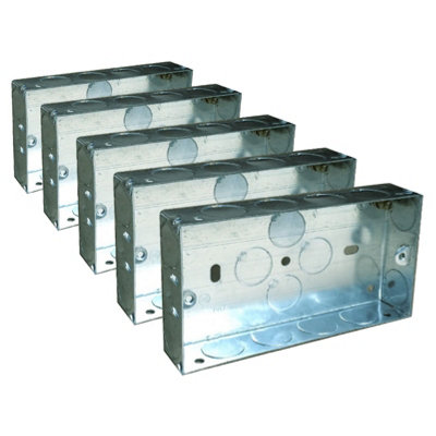 5 x Double Metal Back Box 25mm Flush Wall Pattress / 2 Gang Electrical ...