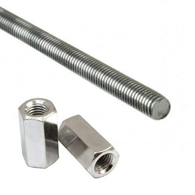 5 x Fully Threaded Screw Rod M10 x 300mm Steel Studding Bar & 10 ...