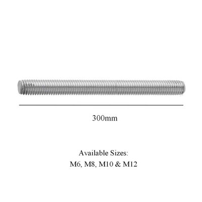 5 x Fully Threaded Steel Studding Bar Metric M6 x 300mm Screwed Rods