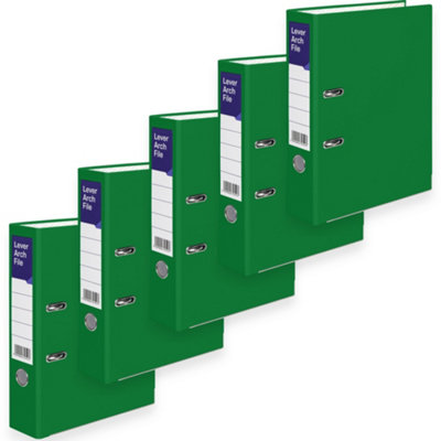 5 x Green Lever Arch File A4 Ring Binder Folder Files Office Document ...