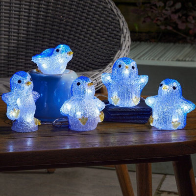 5 x InLit Mini Penguin Ornaments - Battery Powered Light Up Indoor ...