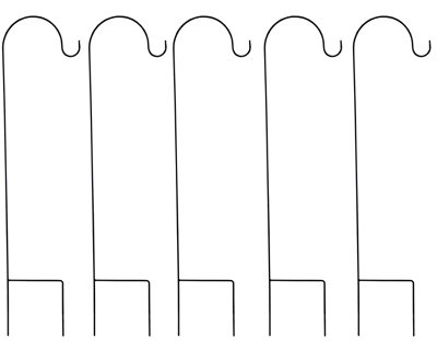 5 x Shepherds Crook Black Metal Garden Border Hook (1m) with 17cm ...