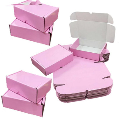 5 x Shiny Pink (7" x 5.5" x 2") Coloured Cardboard Postal Shipping ...