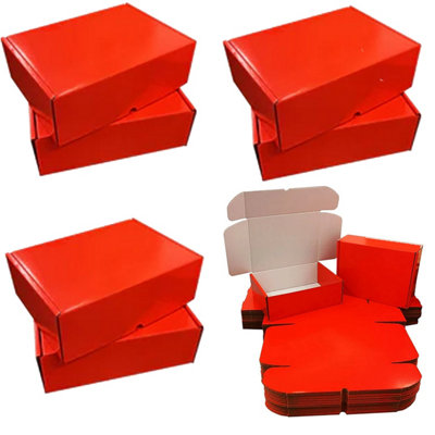 5 x Shiny Red (12" x 9" x 4") Coloured Cardboard Postal Shipping ...