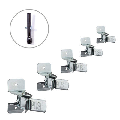 5 x Spring Loaded Wall Mounted Tool Clips, Storage for Garages, Sheds ...