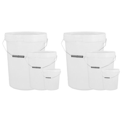 5 x Strong Heavy Duty 5L White Multi-Purpose Plastic Storage Buckets ...