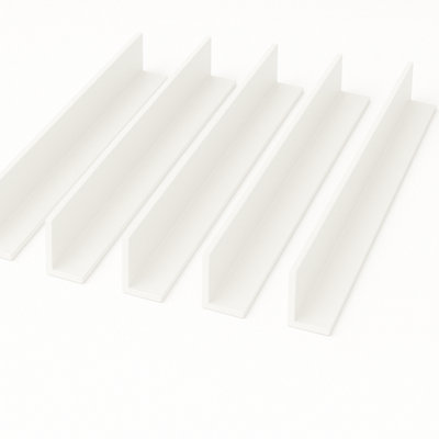 5 x White 1 Metre UPVC Plastic Rigid Angle 50 x 25mm Corner Cover Trim ...