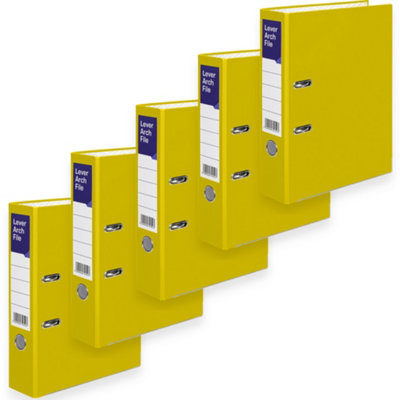 5 x Yellow Lever Arch File A4 Ring Binder Folder Files Office Document ...