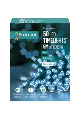 50 Battery Operated LED Timelights Blue Multi-action | DIY at B&Q