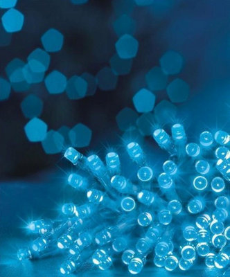 50 Blue LED String Lights Battery Operated Christmas Lights Clear Cable ...