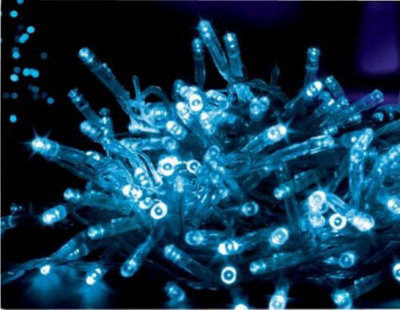 50 Blue LED String Lights Battery Operated Christmas Lights Clear Cable ...