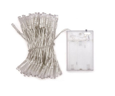 50 Blue LED String Lights Battery Operated Christmas Lights Clear Cable ...