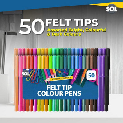 50 Felt Tips Colouring Pens for Adults & Kids - Felt Tip Pens for ...