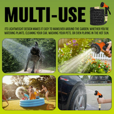 50 FT EXPANDABLE FLEXIBLE HOSEPIPE GARDEN HOSE PIPE MAGIC SNAKE AND GUN ...