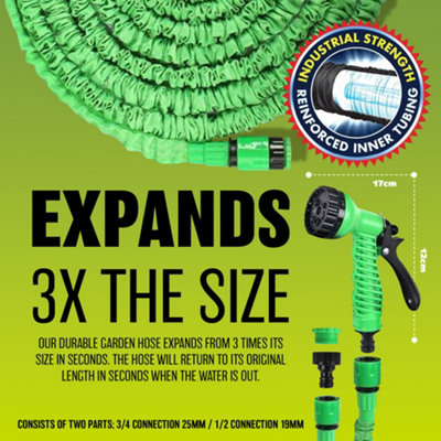 50 Ft Expandable Flexible Hosepipe Garden Hose Pipe Magic Snake + Gun ...