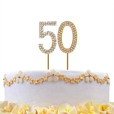50 Gold Diamond Sparkley Cake Topper Number Year For Birthday ...