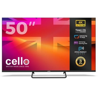 50 inch Cello Tizen Samsung OS Plus 4K UHD TV with Frameless Bezel