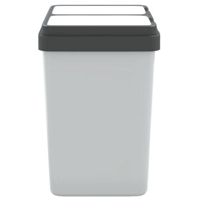50 Liter Dual Compartment Recycling Bin White Push Top Lids Two 25L ...