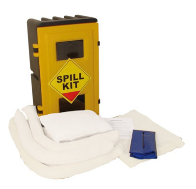 50 Litre Oil and Fuel Spill Kit in a Durable Wall Cabinet