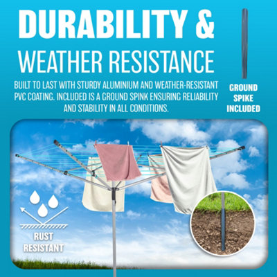 50 Metre Clothes Airer - 4 Arm Rotary Dryer Garden Outdoor Washing Line ...