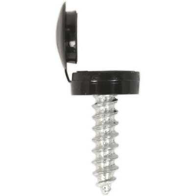 50 PACK 4.2 x 19mm Black Numberplate Screw with Flip Cap - Plastic ...