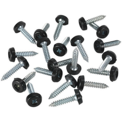 50 PACK 4.8 x 24mm Black Numberplate Screw - Plastic Enclosed Head ...