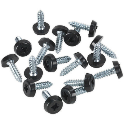 50 Pack of 4.8 x 18mm Black Numberplate Screws with Plastic Enclosed ...