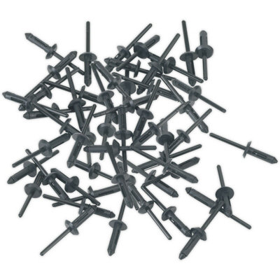 50 Pack of 5mm x 17.2mm Black PVC Compression Snap Rivets