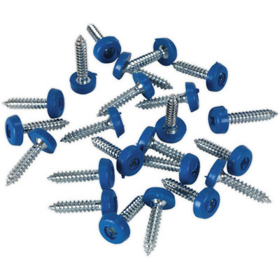 50 Pack of Blue Numberplate Screws with Plastic Enclosed Heads ...