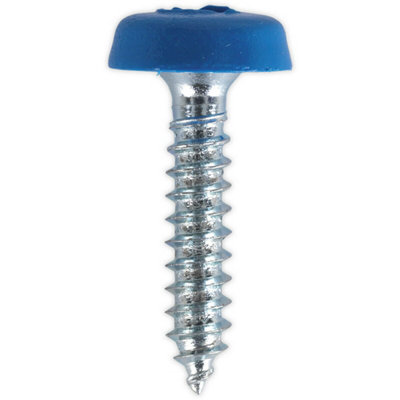 50 Pack of Blue Numberplate Screws with Plastic Enclosed Heads ...