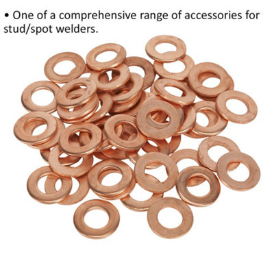 50 PACK - Stud Welding Washers 8mm x 16mm x 1.5mm - Copper Dent Pulling ...