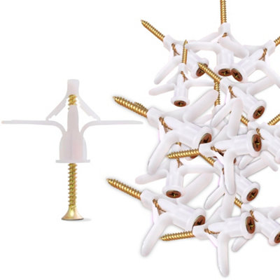 50 Pcs Wall Plugs,Plasterboard Plugs with Screws, Drywall Cavity Wall ...