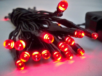 50 Red LED Outdoor Waterproof Battery 8 Multi-Function String Lights ...