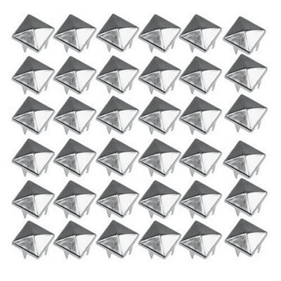 50 Square Gothic Silver Studs 9mm Pyramid Studs Leather Craft Pack