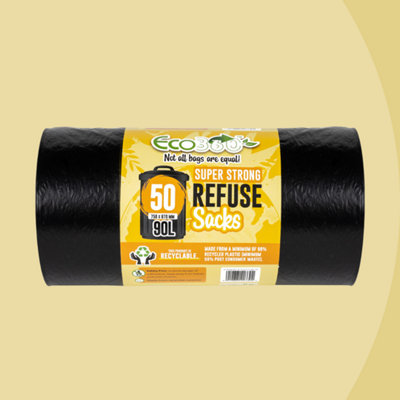 50 Super Strong Refuse Sacks Black Bin Liners / Bin Bags | DIY at B&Q