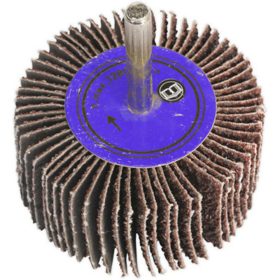 50 x 25mm Aluminium Oxide Flap Wheel - 6mm Shaft - 40 Grit - Abrasive ...