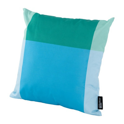 50 x 50cm Outdoor Cushion, Blue Colour Block Classic Square Design ...