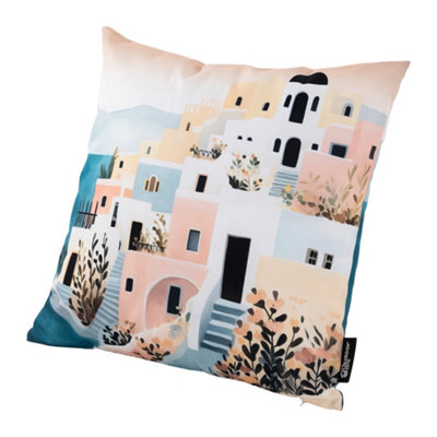 50 x 50cm Outdoor Cushion, Sicily Seafront Classic Square Design ...