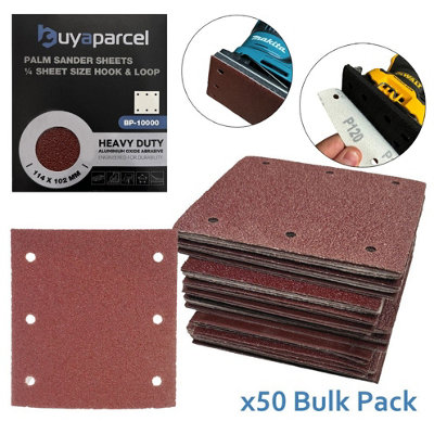 50 x 60 Grit 114mm x 102 1/4" Sheet Palm Sander Medium Sanding Sheets ...
