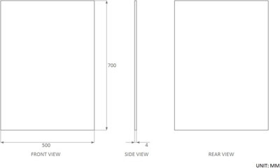 50 X 70CM RECTANGLE FRAMELESS BATHROOM WALL HANGING FITTINGS NOT INCLUDED