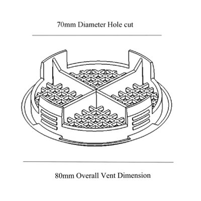 50 x 70mm White Plastic Round Soffit Air Vents / Upvc Push Fit Eaves ...