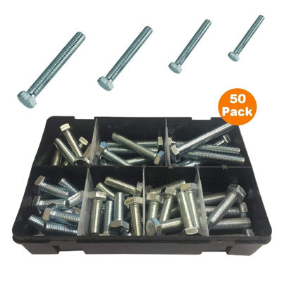 50 x Assorted Set Screw Bolts M10 High Tensile, 10mm Fully Threaded ...