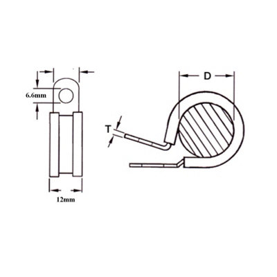 50 x Black Nylon 5/8'' P Clips for Conduit, Cable, Tubing & Sleeving