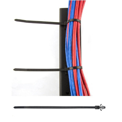 50 x Black Push Mount Winged Cable Ties 100mm x 2.5mm Car Chassis Zip ...