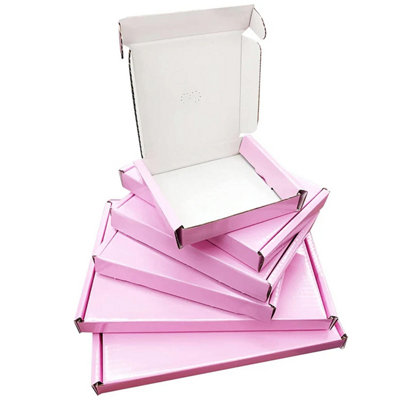 50 x Bright Pink Postal Packing Shipping Die Cut Boxes Mini Size
