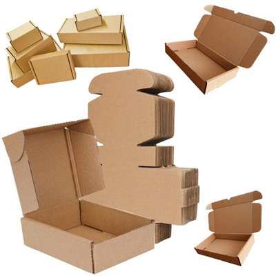 50 x Brown 8x4x4" Strong Single Wall Die Cut Packing Shipping Boxes
