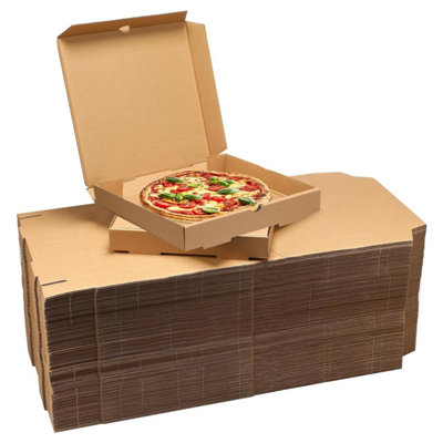 50 x Brown 9" (9.5 x 9.5 x 1.5") Cardboard Postal, Takeaways, Restaurants, Desserts & Pizza Take ...